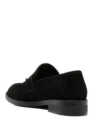 ADRIANNA FERETTI Suede Loafers With Plaque Detail - Black