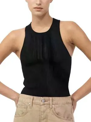 ST. AGNI Ribbed Racer-back Tank Top - Black