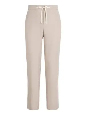 Vince Linen Drawstring Straight Trousers - Navy