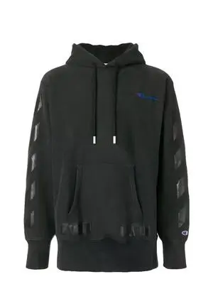 Off-White X Champion Embroidered Logo Hoodie - Black