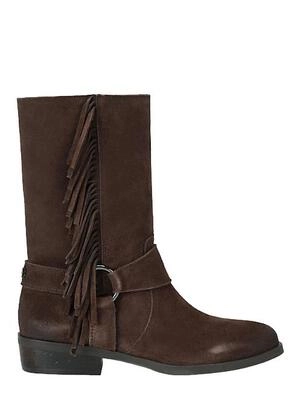 Kurt Geiger Suede Calf Length Boots With Fringe Detailing - Brown