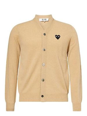 Play Comme Des Garcon Comme Des Garçons Play V-neck Wool Knit Cardigan - Light Camel
