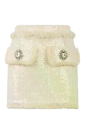 Philipp Plein Tweed Paillettes Mini Skirt - Neutrals