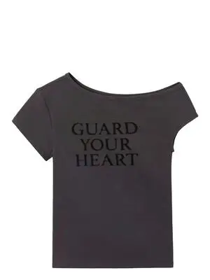 B+AB Asymmetric-Neck T-Shirt Grey