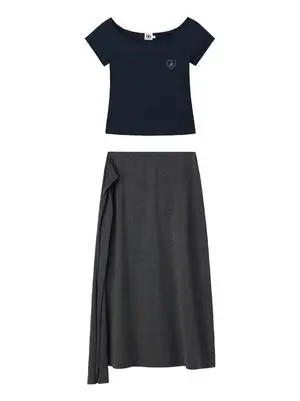 B+AB Ruffle-detail Midi Skirt - Grey