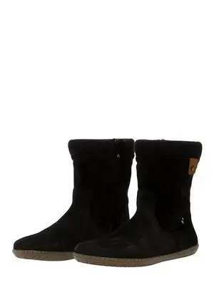 GROUNDIES Iceland Ribbed Detail Suede Boots - Black