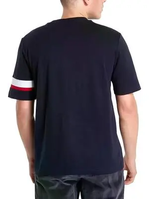 Tommy Hilfiger Embossed-logo Stripe-detail T-shirt - Blue