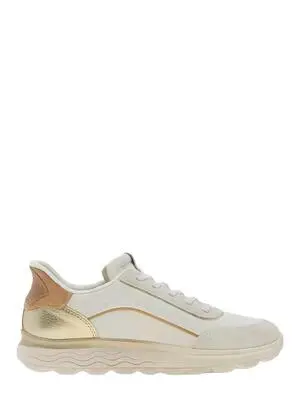 Geox Spherica Plus Sneakers With Metallic Effect Panelling - Neutrals