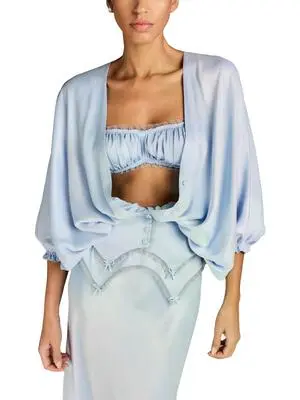 MARK-OFF Lina Puff-sleeved Blouse - Blue