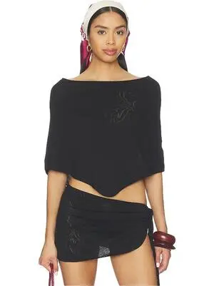 Frankies Bikinis Scout Knit Poncho - Black