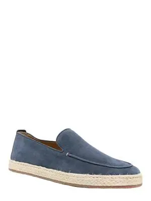 HENDERSON BARACCO Braided Raffia Midsole Suede Loafers - Blue