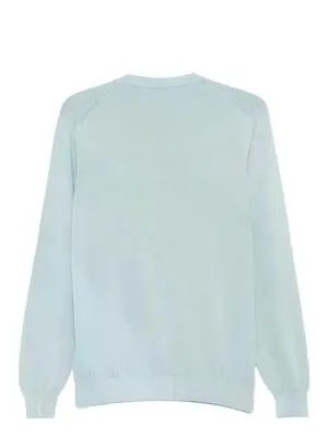 Fedeli Fine-knit Crew Neck Sweater - Blue