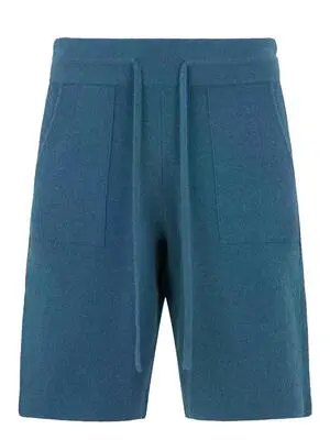 ROBERTO COLLINA Bouclé-knit Drawstring Shorts - Blue