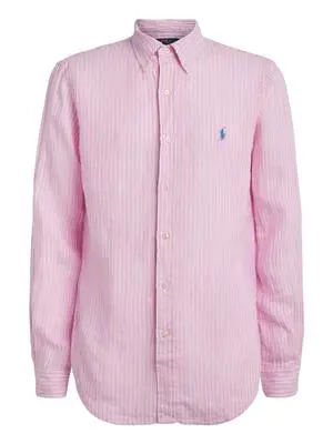 Polo Ralph Lauren Linen Custom-fit Stripe Shirt - Pink