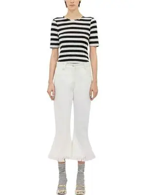 MSGM Fringed-detail Trousers - White