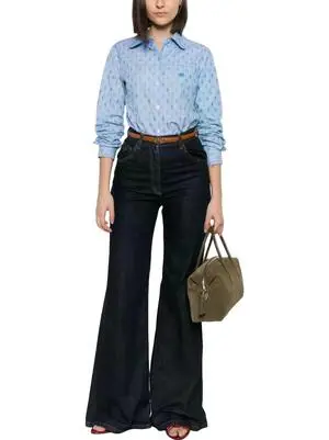 Etro Pegasus Embroidered Striped Shirt - Blue