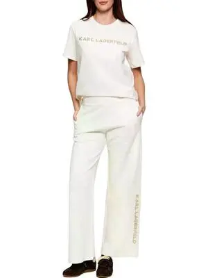 Karl Lagerfeld Embroidery Detail T-shirt - Neutrals