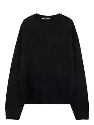 Palm Angels Back Curved Logo Sweater - Black