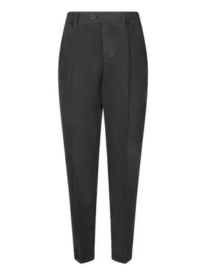 PT TORINO Herringbone Pleated Trousers - Grey