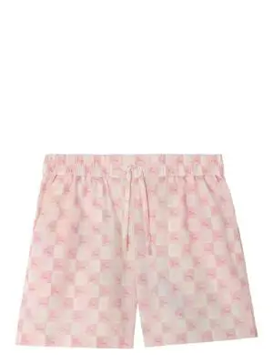 Burberry Burberry Equestrian Knight Checkered Cotton Poplin Shorts Pink