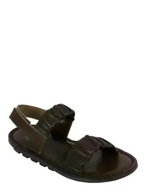 TRIPPEN Pacific Ruched Leather Sandals - Brown