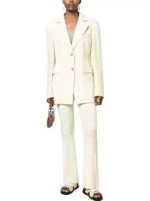 AERON Ribbed-knit Flared Trousers - Neutrals