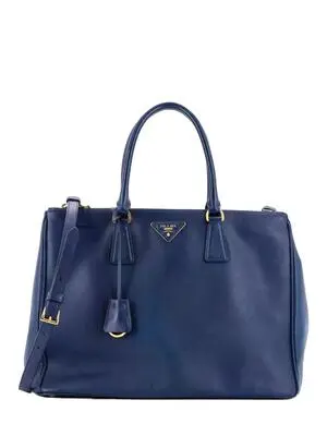 Prada Double Zip Lux Saffiano Leather Large Tote Bag - Blue