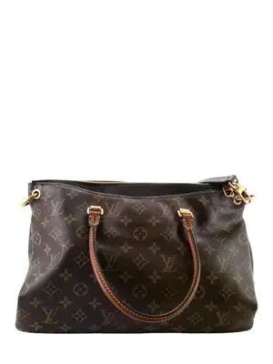 LOUIS VUITTON Monogram Canvas Pallas Tote Shoulder Bag - Brown