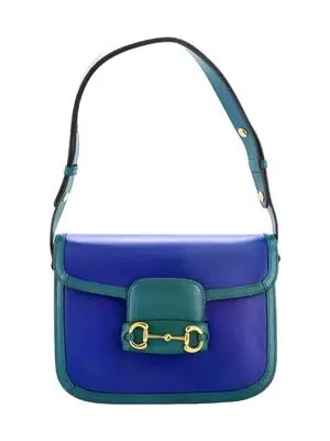 Gucci Horsebit 1955 Leather Shoulder Bag - Blue