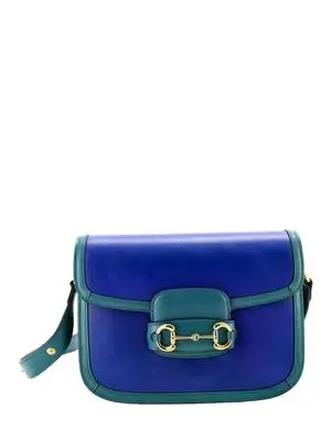 Gucci Horsebit 1955 Leather Small Shoulder Bag - Blue