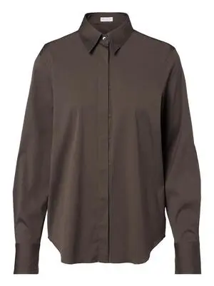 Brunello Cucinelli Monili Cotton-blend Poplin Shirt - Brown