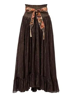 Zimmermann Aster Shirred Midi Skirt - Brown