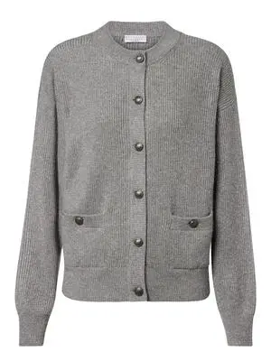 Brunello Cucinelli Cashmere-blend Lame Cardigan - Grey