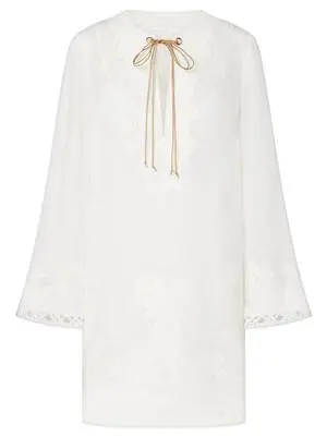 Zimmermann Indra Embroidered Ramie Mini Dress - White