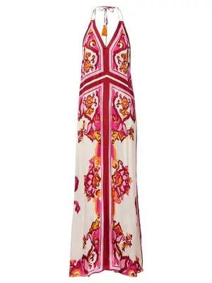 Poupette St Barth Mary Printed Halterneck Maxi Dress - Pink