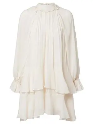 Poupette St Barth Dina Ruffled Chiffon Minidress - White