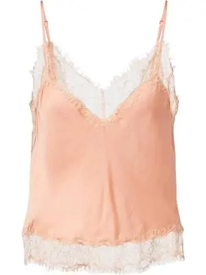 Poupette St Barth Zely Lace-trimmed Satin Camisole - Pink