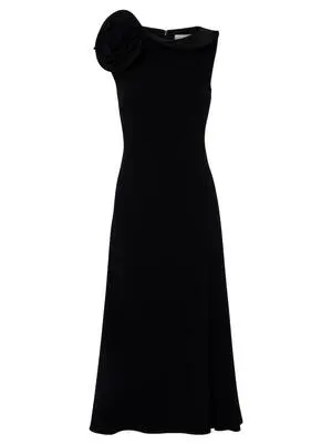Roland Mouret Floral-applique Crepe Midi Dress - Black