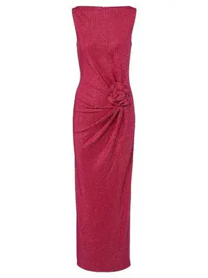 Roland Mouret Floral-applique Embellished Gathered Maxi Dress - Pink