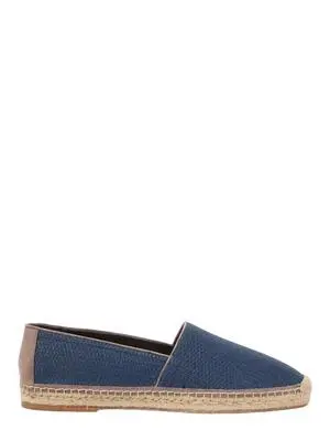 Brunello Cucinelli Suede-Trimmed Canvas Espadrilles Blue