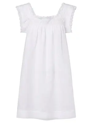 DÔEN Almada Lace-trimmed Ramie Mini Dress - White