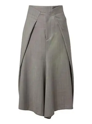 Victoria Beckham Asymmetric Midi Skirt In Virgin Wool - Grey