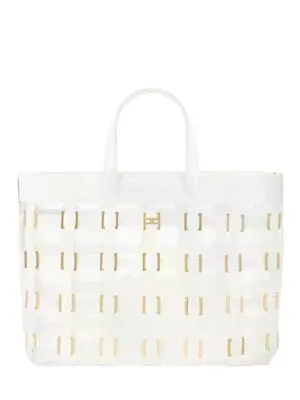 Elisabetta Franchi Mesh Tote Bag With Rings - White