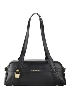 Elisabetta Franchi Leather Shoulder Bag With Padlock Detail - Black