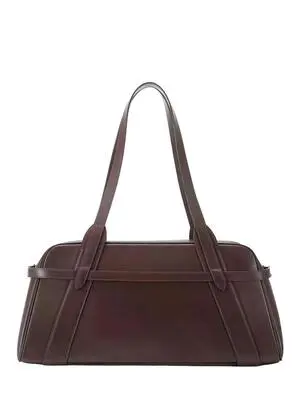 Elisabetta Franchi Padlock-detail Leather Shoulder Bag - Brown