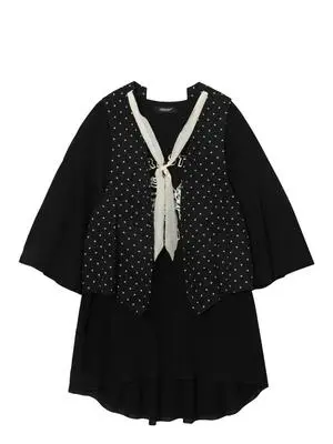 Undercover Star Print Tie Detail Blouse - Black