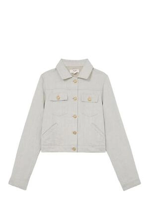 REISS Carmen Lyocell And Linen Trucker Jacket - Neutral
