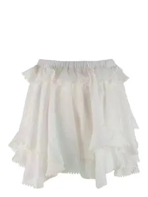 LES FILLES D'EVA Optical Ruffled Tiered Mini Skirt - White