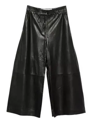 Isabel Benenato Drawstring Wide-leg Trousers - Black