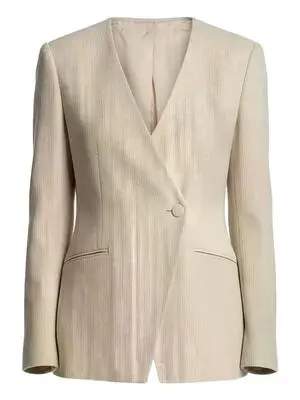 Emporio Armani Textured Collarless Blazer - Neutrals